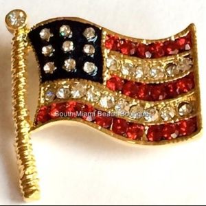 Boutique Collection | Jewelry | Gold American Flag Pin Brooch Crystal ...